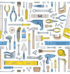 Construction tools seamless pattern work Vector Image