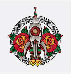 Traditional rocket flash tattoo Royalty Free Vector Image
