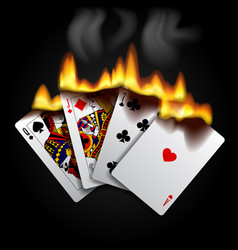 Suit of playing cards and fire flames burning Vector Image
