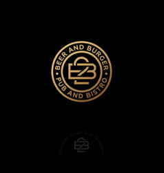 Bb letters beer and burger pub emblem Royalty Free Vector