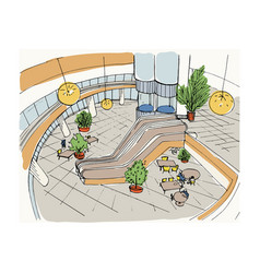 Modern interior shopping center mall top view Vector Image
