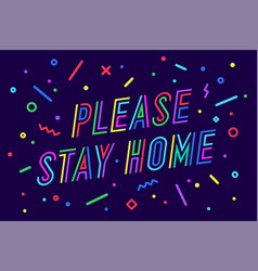 Red sticker and text stay at home Royalty Free Vector Image