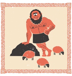 Angry cyclops caveman with a cudgel ancient Vector Image