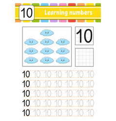Trace and write numbers handwriting practice Vector Image