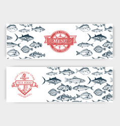 Banner for seafood restaurant or shop with fish Vector Image