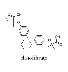 Clinofibrate hyperlipidemia drug molecule fibrate Vector Image