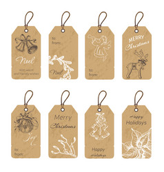 Christmas gift tags with hand drawing elements Vector Image