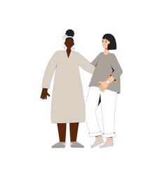 Two teenagers walking together isolated on white Vector Image