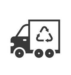 Recycle sign on garbage truck icon Royalty Free Vector Image
