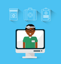 Hospital doctor computer icon Royalty Free Vector Image