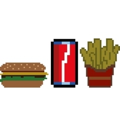 Fast food in pixel-art style Royalty Free Vector Image