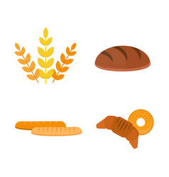 Fresh baked bread products icons isolated Vector Image