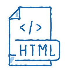 Front end css code doodle icon hand drawn Vector Image