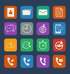 Media and communication icons set black series Vector Image