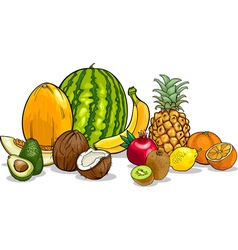 Fruits and vegetables group cartoon Royalty Free Vector