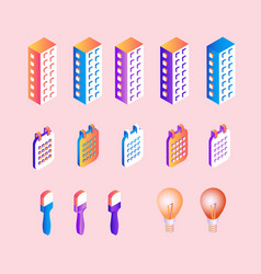 Office color gradient isometric icons Royalty Free Vector