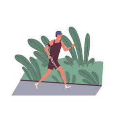 Smiling young man jogging flat Royalty Free Vector Image