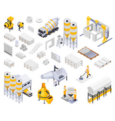 Cement production isometric icons Royalty Free Vector Image