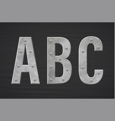 Realistic metal font shiny metallic letters Vector Image