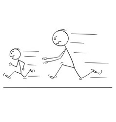 Cartoon angry dog chasing running man Royalty Free Vector