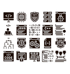 Coding system isometric icons set Royalty Free Vector Image