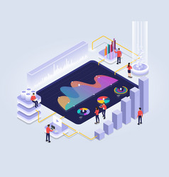 Flat color modern isometric - data analysis Vector Image