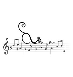 Musical notes with cats and birds Royalty Free Vector Image