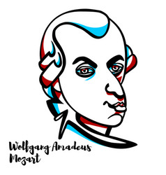 Wolfgang amadeus mozart portrait Royalty Free Vector Image