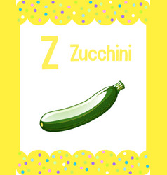 Alphabet flashcard with letter z for zucchini Vector Image
