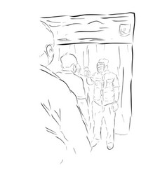 Simple hand draw sketch queues people body Vector Image