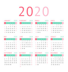 Traditional view calendar layout for 2020 year Vector Image