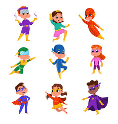 Superhero kids team comic hero kid in super Vector Image