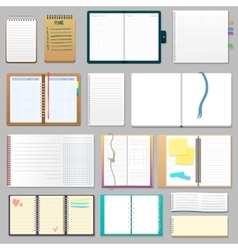 Set open realistic notebooks with pages diary Vector Image