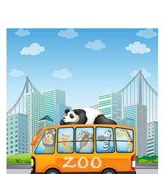 Animals on school bus Royalty Free Vector Image