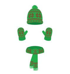 Winter set cap scarf and gloves Royalty Free Vector Image