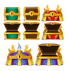 Blue and purple magic chests open and close Vector Image