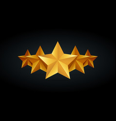 Five golden rating star in gray black background Vector Image