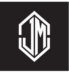 Jm logo monogram with piece circle ribbon style Vector Image