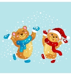 Cute Christmas bears during the winter holidays Vector Image