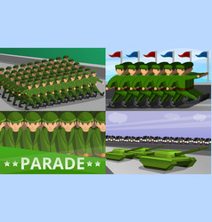 Soldier parade concept banner cartoon style Vector Image