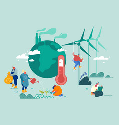 Global warming concept man collect garbage Vector Image