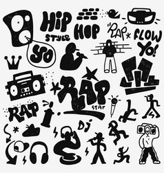 Raphip hop symbols - doodles set Royalty Free Vector Image