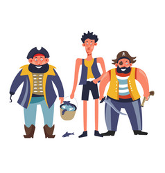 Cartoon pirates holding blank board Royalty Free Vector