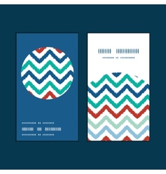 Vibrant ikat stripes vertical round frame Vector Image