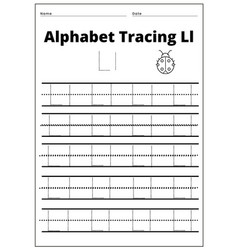 Alphabet tracing lowercase a worksheet Royalty Free Vector