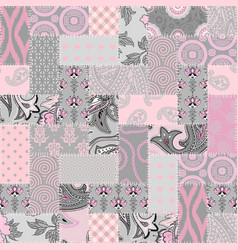 Pink plaid patchwork background Royalty Free Vector Image