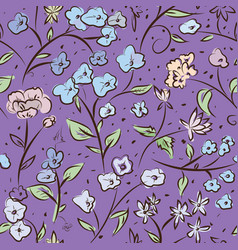 Tiny spring flowers doodle drawing pattern Vector Image