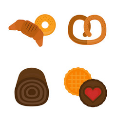 Fresh baked bread products icons isolated Vector Image