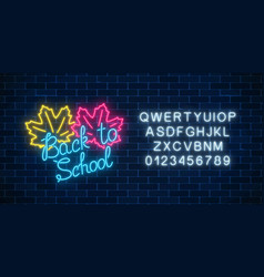 Neon banner with back to school text book and Vector Image