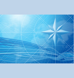 Grunge blue background with compass rose Vector Image